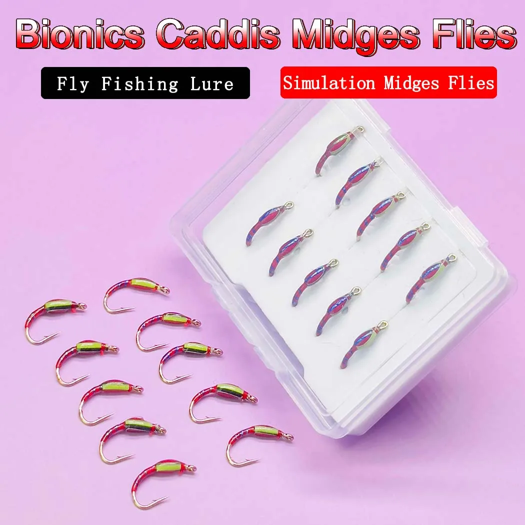 5/10Pcs Fly Fishing Wet Flies Red Caddis Midges Nymph Bait Fly Fishing ...