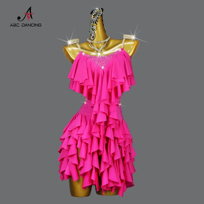 Red Latin Dance Competition Costume Sexy Women's Professional Clothes ...