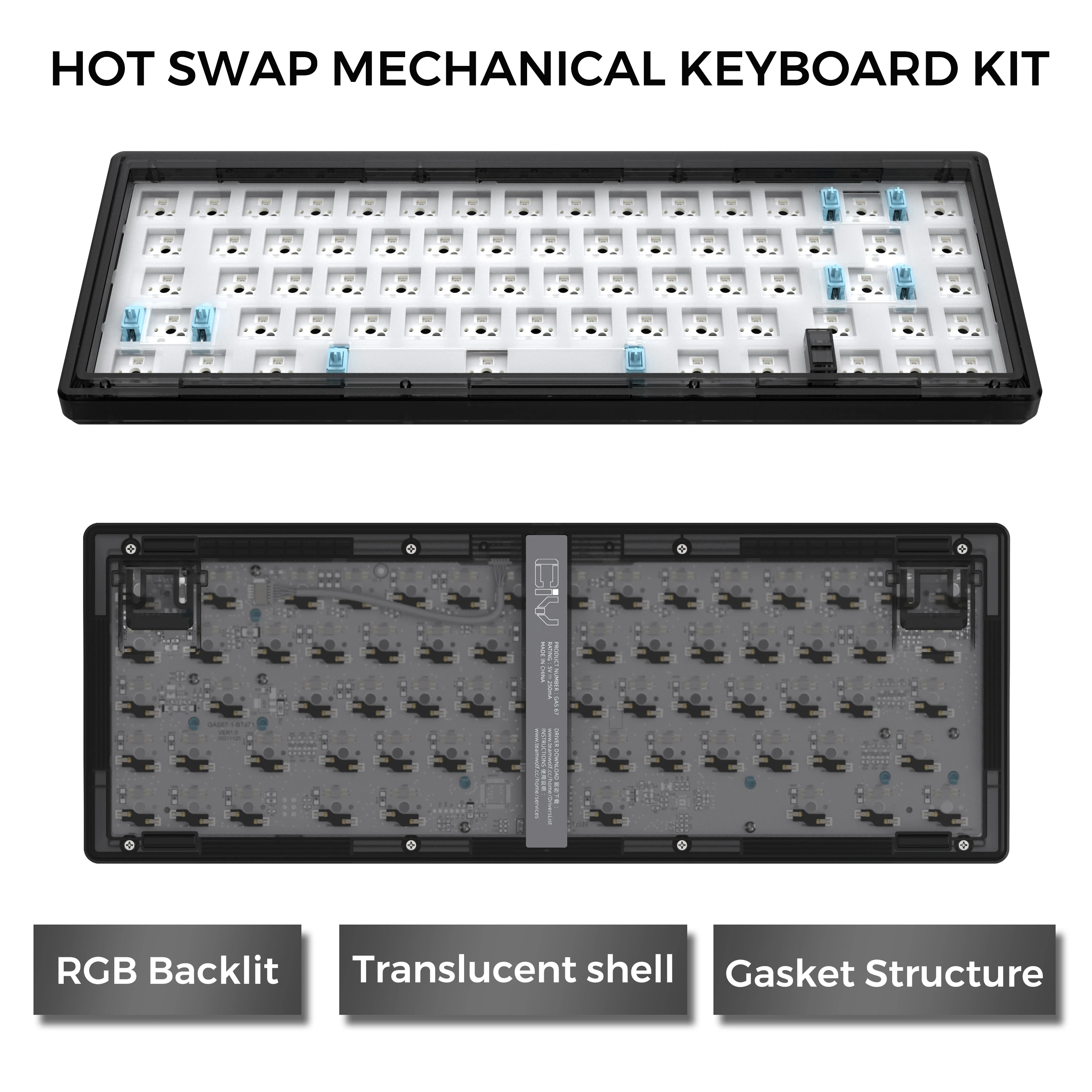 New Ciy Gas67 Hot Swap Rgb Customized Mechanical Keyboard Kit Gasket ...