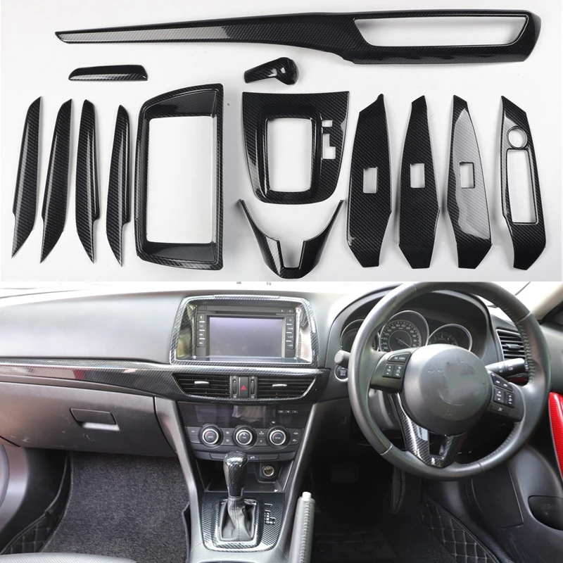 Car-Inner-Carbon-fiber-Full-Set-interior-Sticker-Accessories-Gear-Shift ...