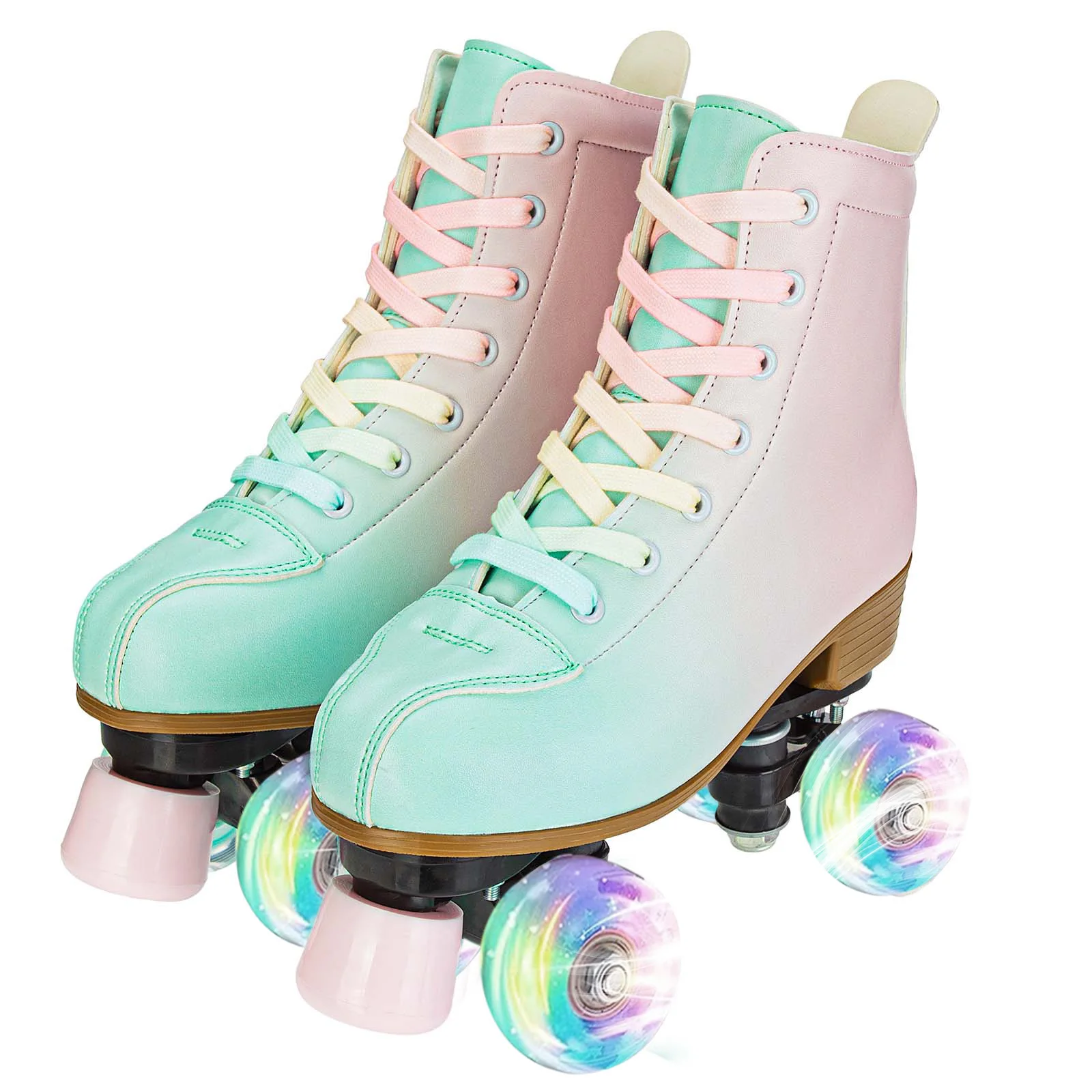 New-PVC-PU-Leather-Double-Row-Roller-Skates-Inline-Skate-Shoes-4-Wheels ...