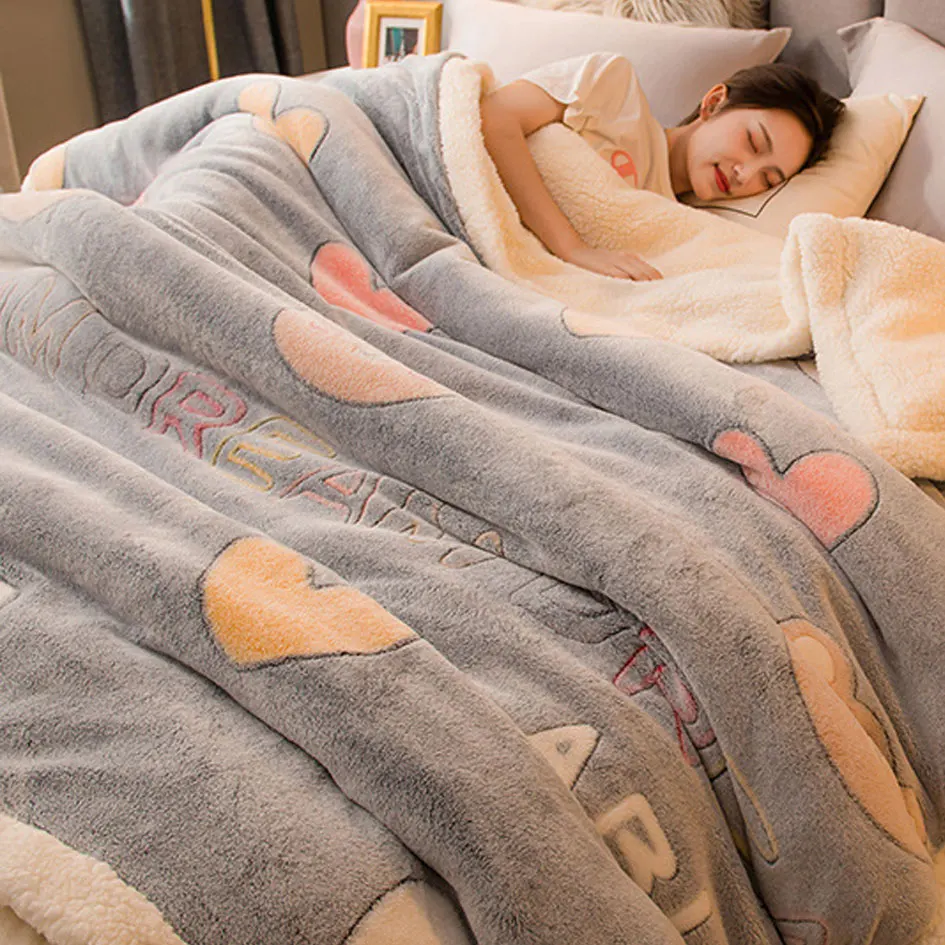Thickened-Winter-Coral-Fleece-Blanket-With-Snowflake-Pattern-Bed-Soft ...