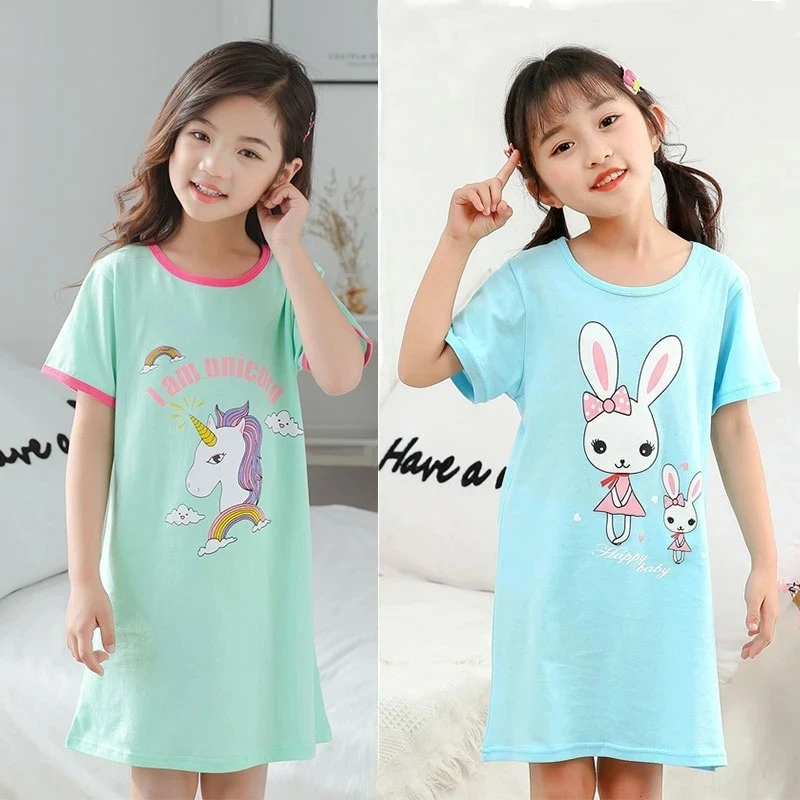 Summer-Girls-Nightgown-Unicorn-Sleeping-Pajamas-Dress-for-Kids-Teenager ...