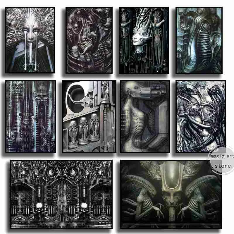 Surrealism-Abstract-Hr-Giger-Li-II-Alien-Horror-Art-Poster-Canvas ...