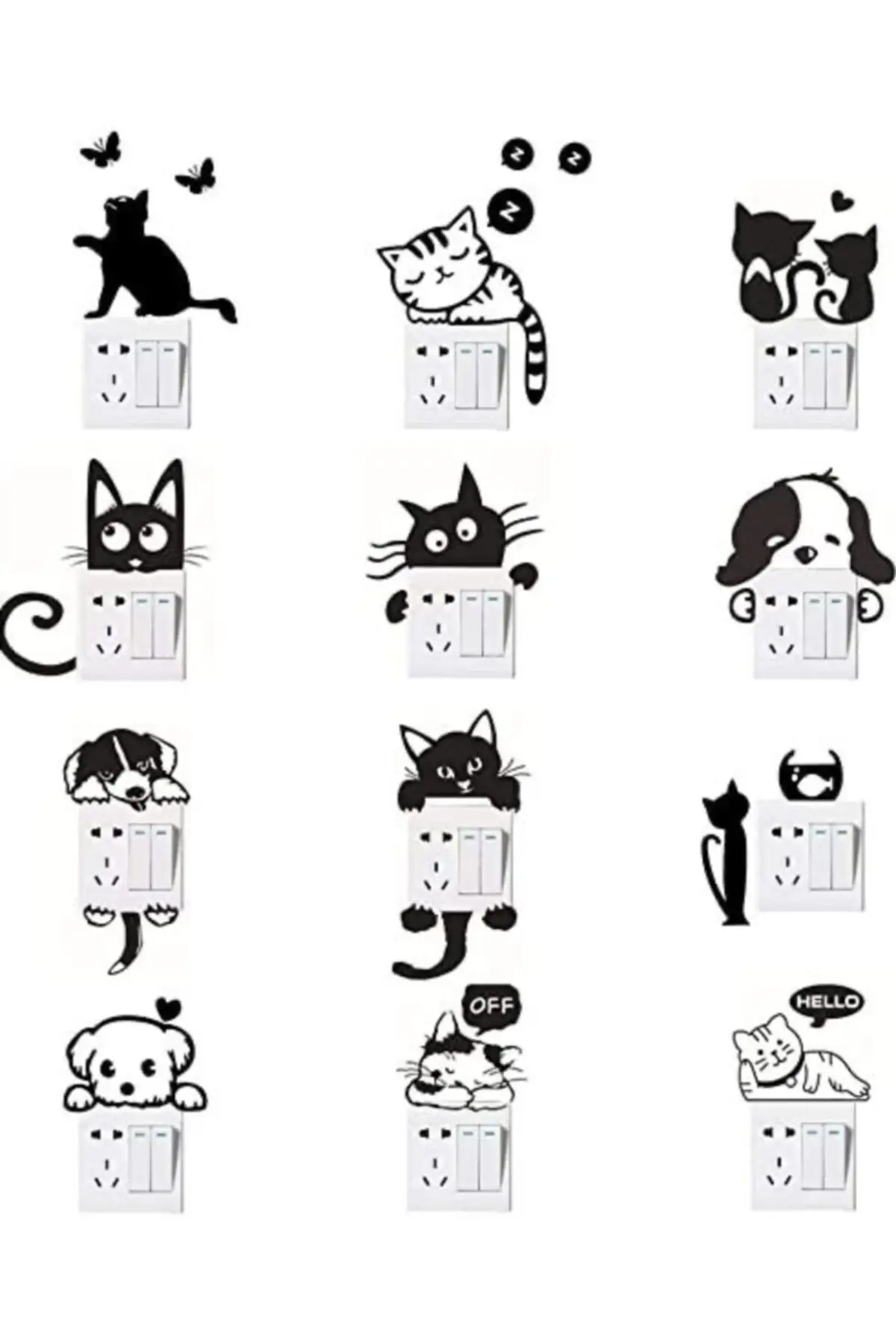 12-Pcs-Cat-Socket-Socket-Wall-Sticker-Adhesive-Cheap-Wall-Sticker ...