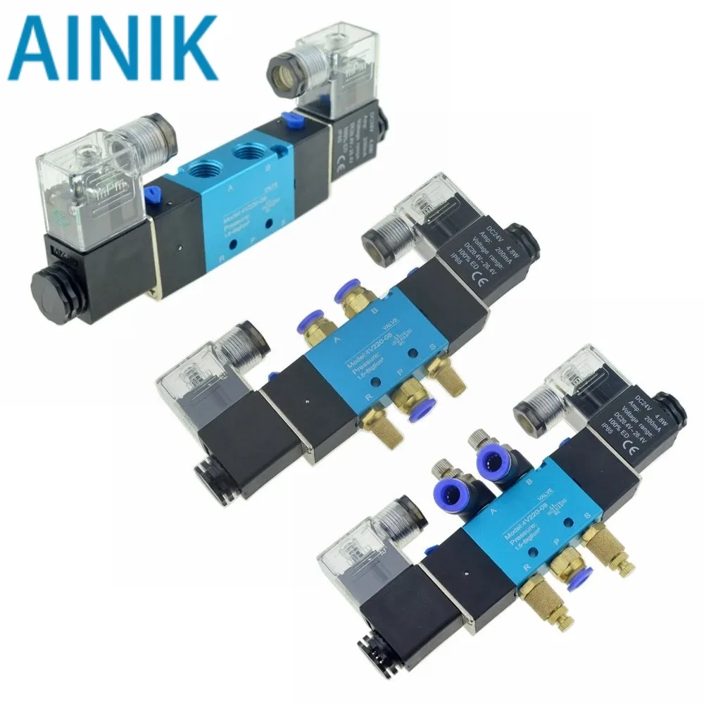Double-Control-2-Position-5-Way-Pneumatic-Electric-Solenoid-Valve-12V ...