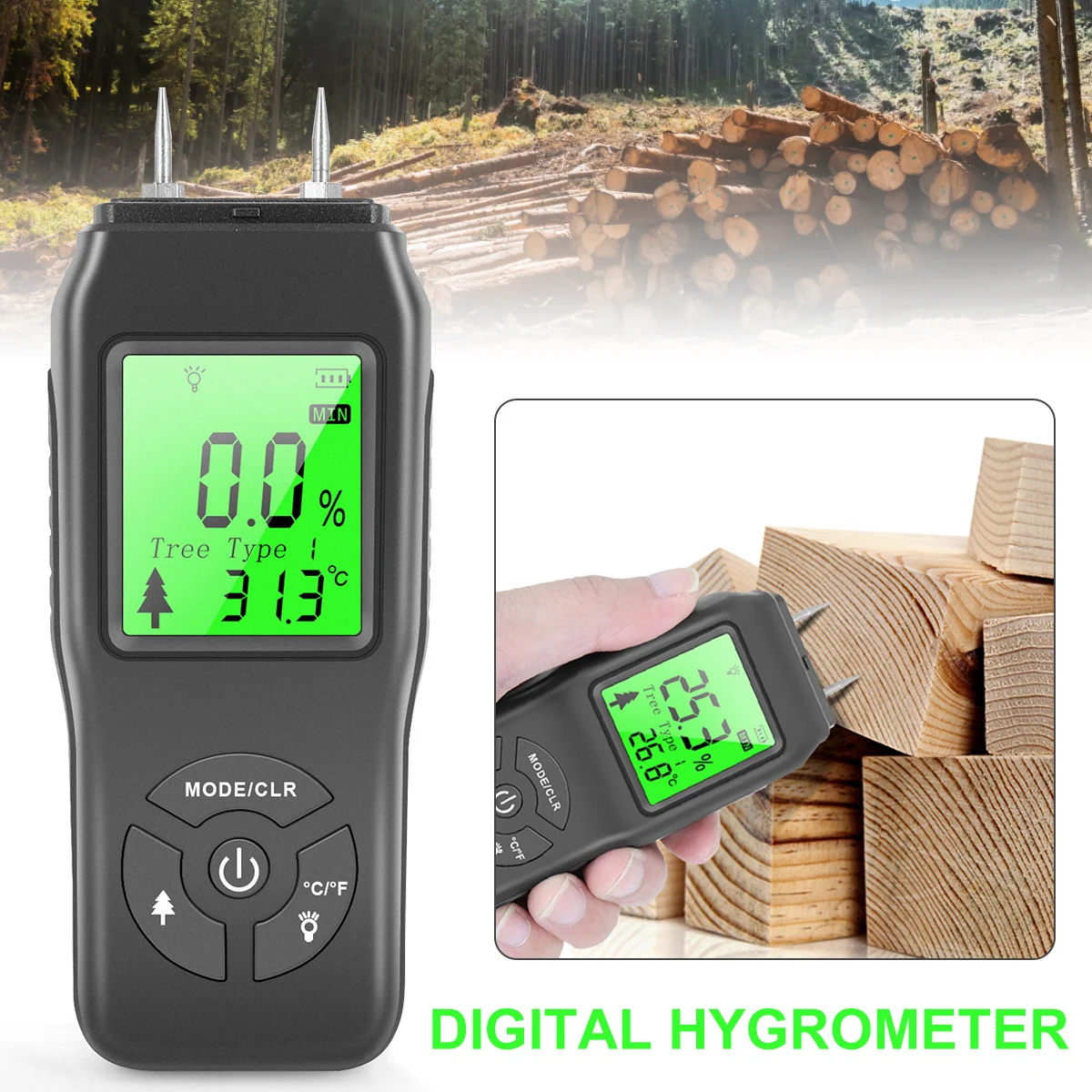 Electric-Digital-Moisture-Meter-2-Pin-Precision-Moisture-Tester-Water ...