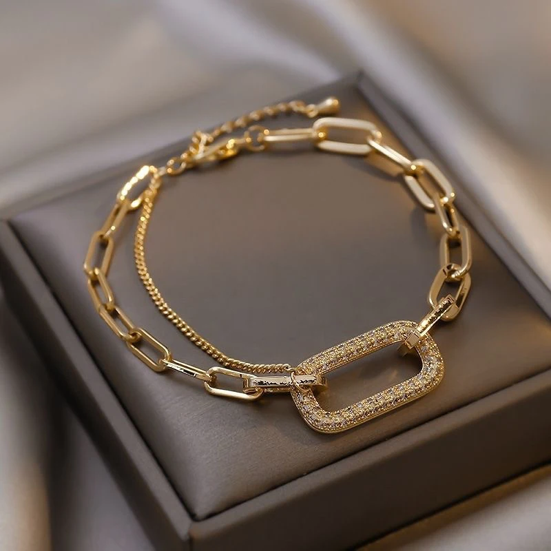 Fashion-Bling-Metal-Link-Thick-Chain-Geometric-Bracelet-For-Women ...