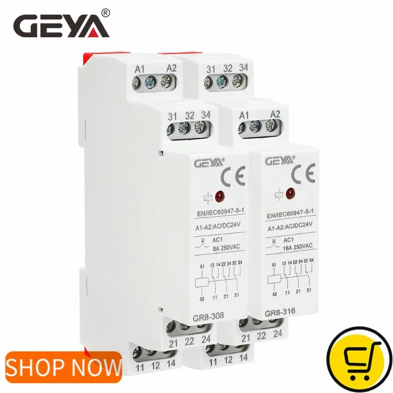 GEYA-Din-Rail-Type-GR8-AC-DC-12V-24V-48V-Switch-Relay-Intermediate ...