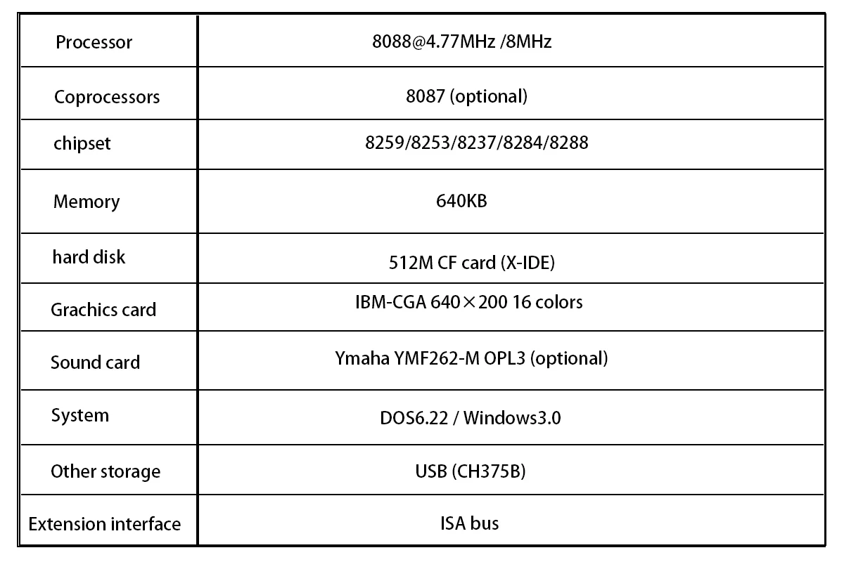 도서 8088 DOS 시스템 노트북 CGA 그래픽 카드 컴퓨터, IBM PC XT 호환 기계, 8088 8086CPU, 마이크로 ...