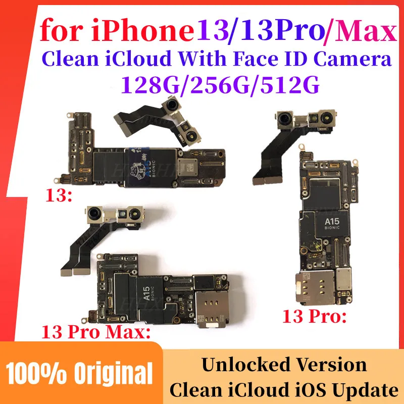 Original-for-iPhone-13-Pro-Max-Motherboard-with-Face-ID-Clean-iCloud ...