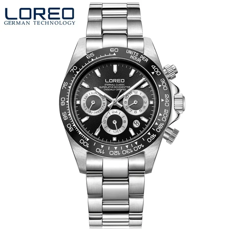 LOREO Men Watches Sapphire Glass 40MM Ceramic GMT Automatic Mechanical ...