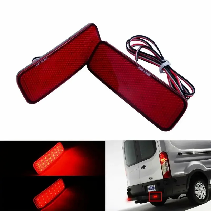 For-Ford-Transit-Van-Custom-Connect-2013-up-Red-LED-Rear-Bumper ...