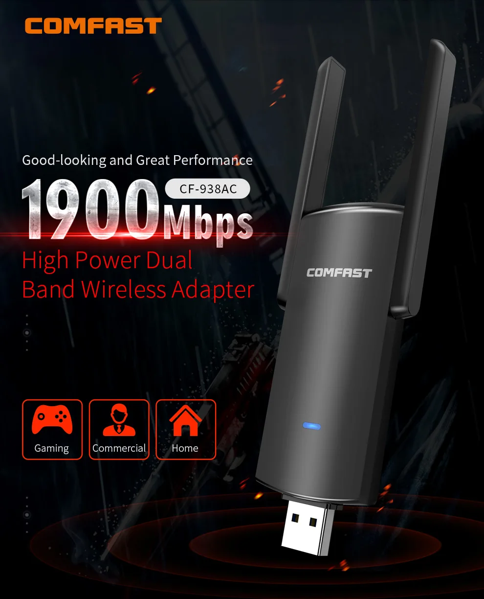 RTL8814AU 1900Mbps USB 와이파이 어댑터 듀얼 밴드 2.4G/5Ghz 2 * 3dBi 안테나 데스크탑 USB 3 ...
