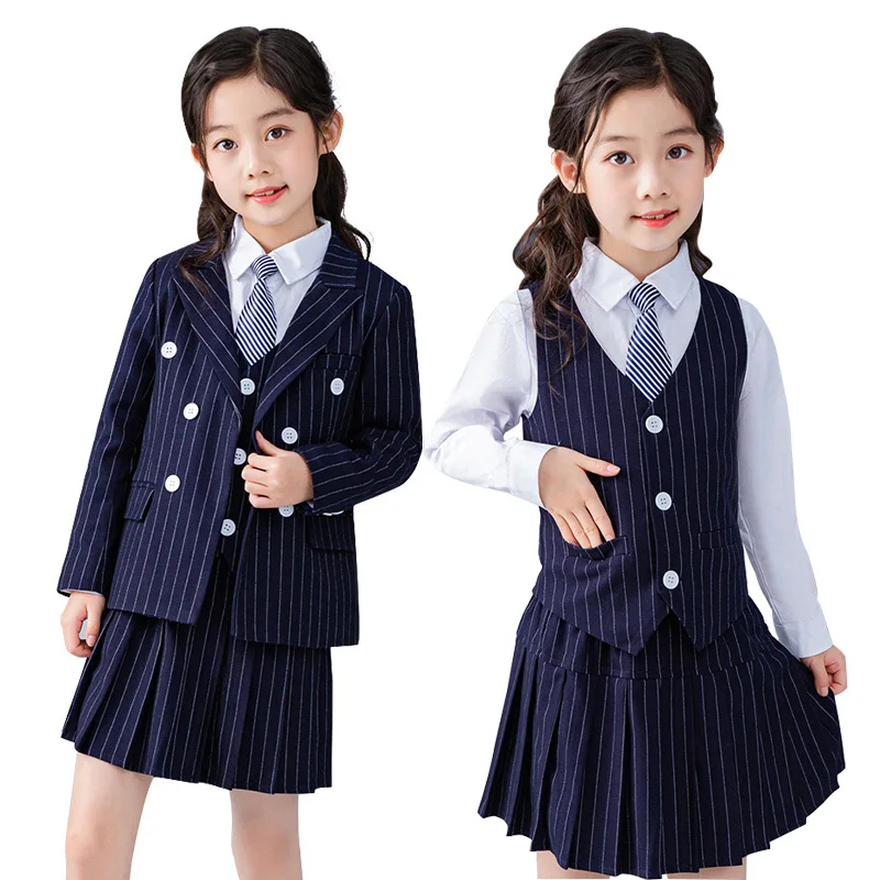 Striped-Navy-Baby-Girl-Formal-Suits-Summer-Children-School-Uniform ...