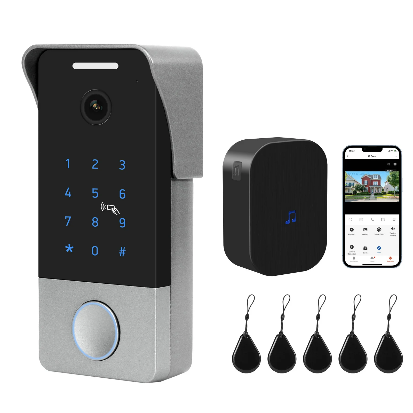 KARMEN-Wireless-Doorbell-Tuya-Smart-Video-Door-Phone-Password-RFID ...