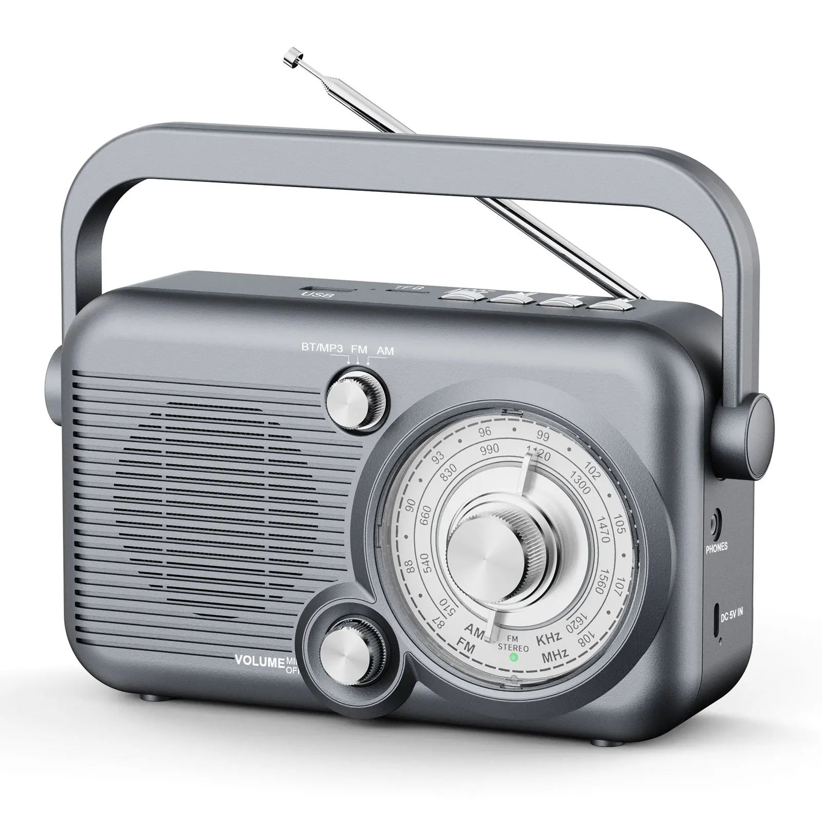 Radio-port-til-con-Bluetooth-AM-FM-Vintage-de-onda-corta-recargable-con ...
