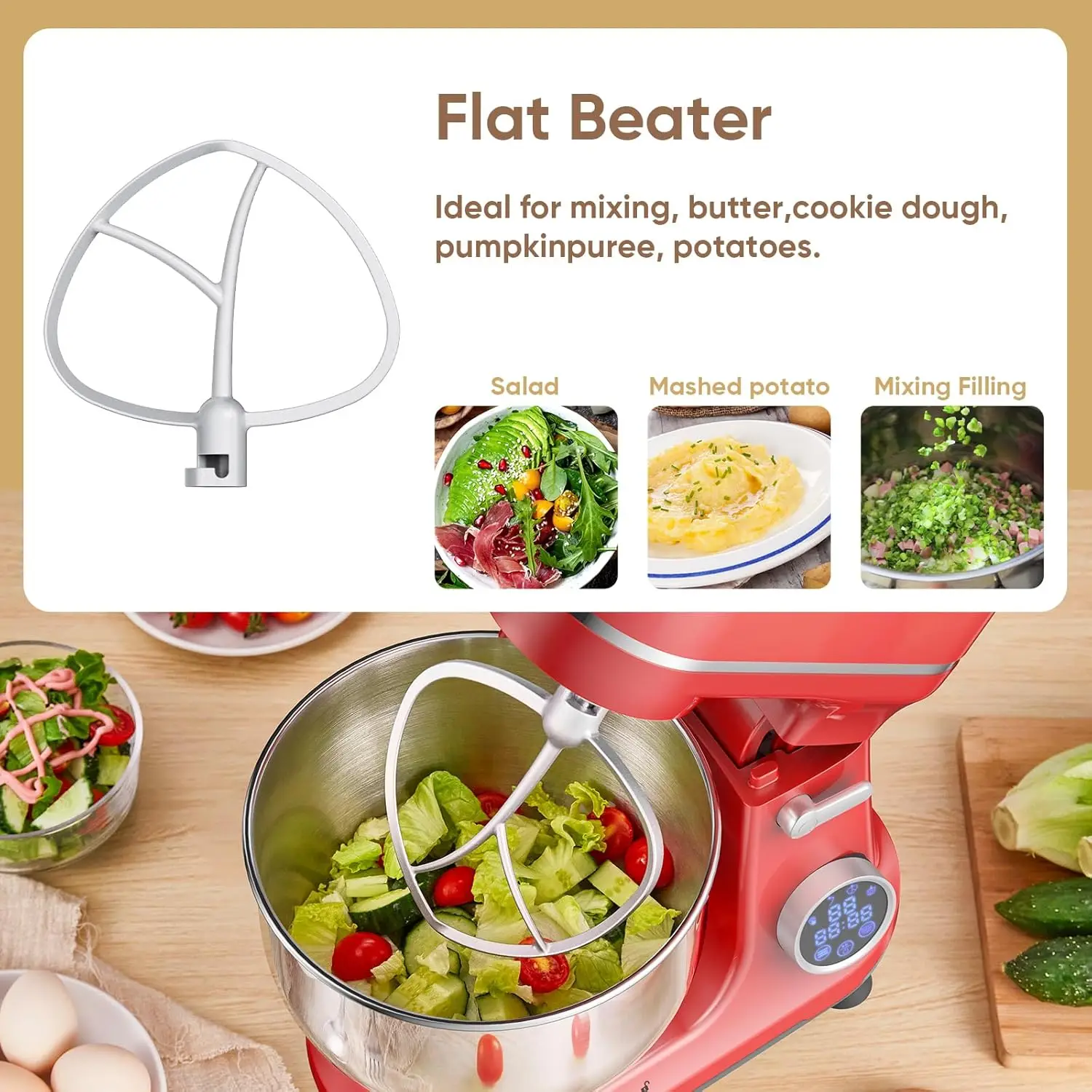 Electric Food Stand Mixer 1200W 11 Speed Tilt Head Digital OLED Screen ...