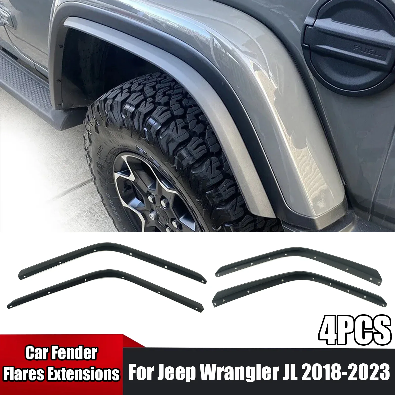 A Set Car Wheel Fender Flares Extensions For Jeep Wrangler JL 2018-2023 ...