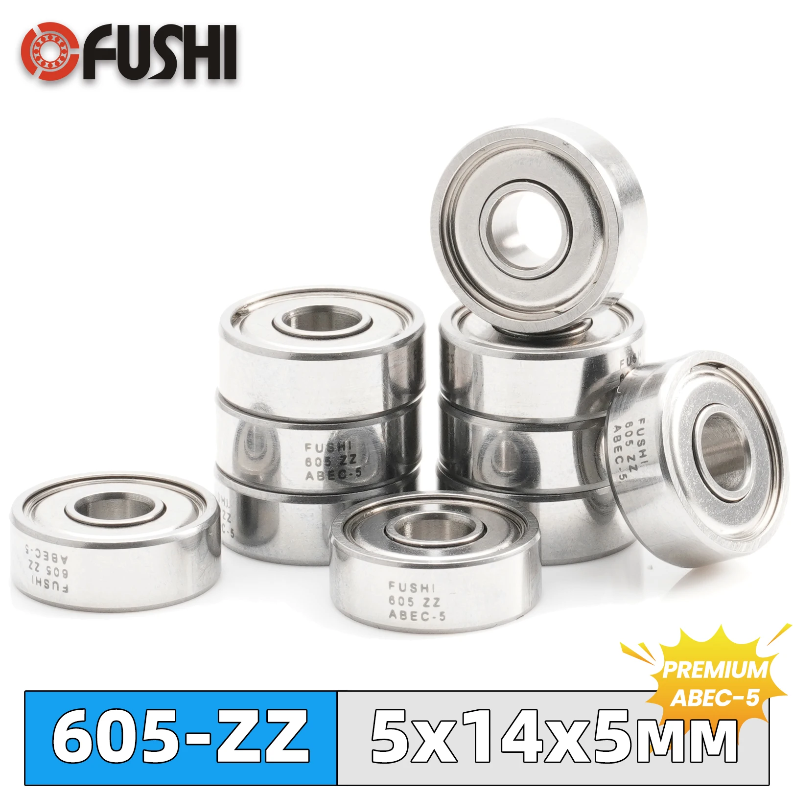 10PCS-605ZZ-Bearing-ABEC-5-5x14x5-mm-Miniature-605Z-Ball-Bearings-605 ...