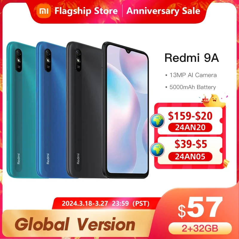 Global-Version-Xiaomi-Redmi-9A-2GB-32GB-Smartphone-MTK-Helio-G25-Octa ...