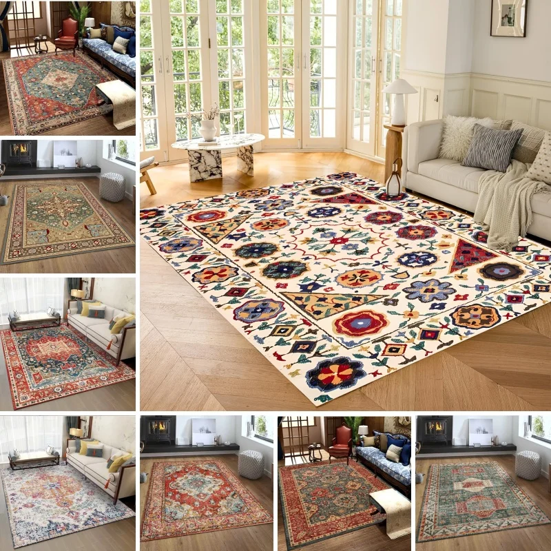 Luxury-Retro-Living-Room-Large-Carpet-Bohemian-Style-Coffee-Table-Floor ...