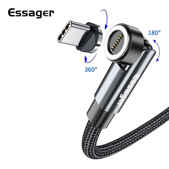 Essager 2M 540 Rotate 3A Fast Charging Magnetic USB Type C Cable For Xiaomi Magnet Charger Phone ...