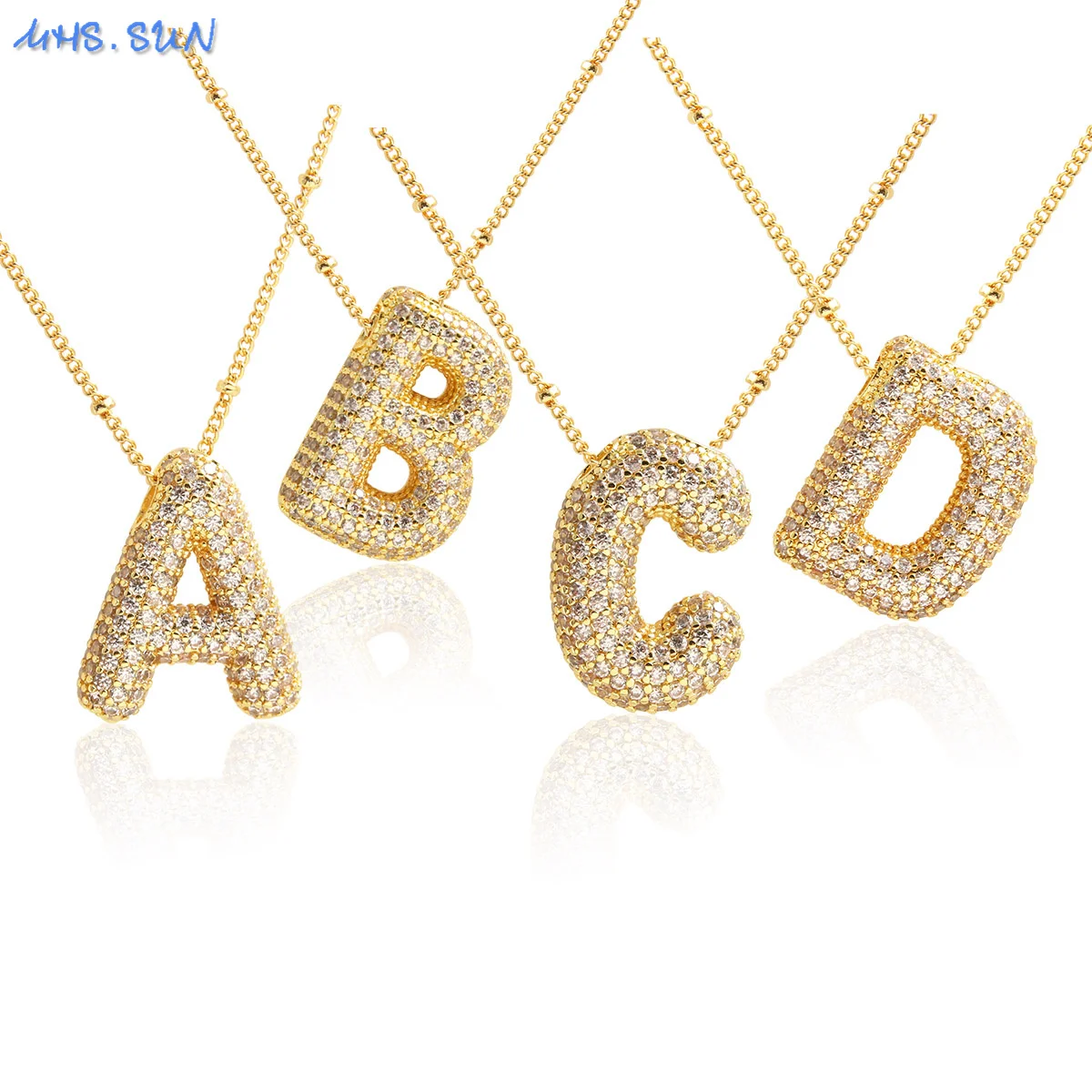 MHS-SUN-Classic-Cubic-Zircon-Initial-Pendants-Necklaces-A-Z-26-Letters ...