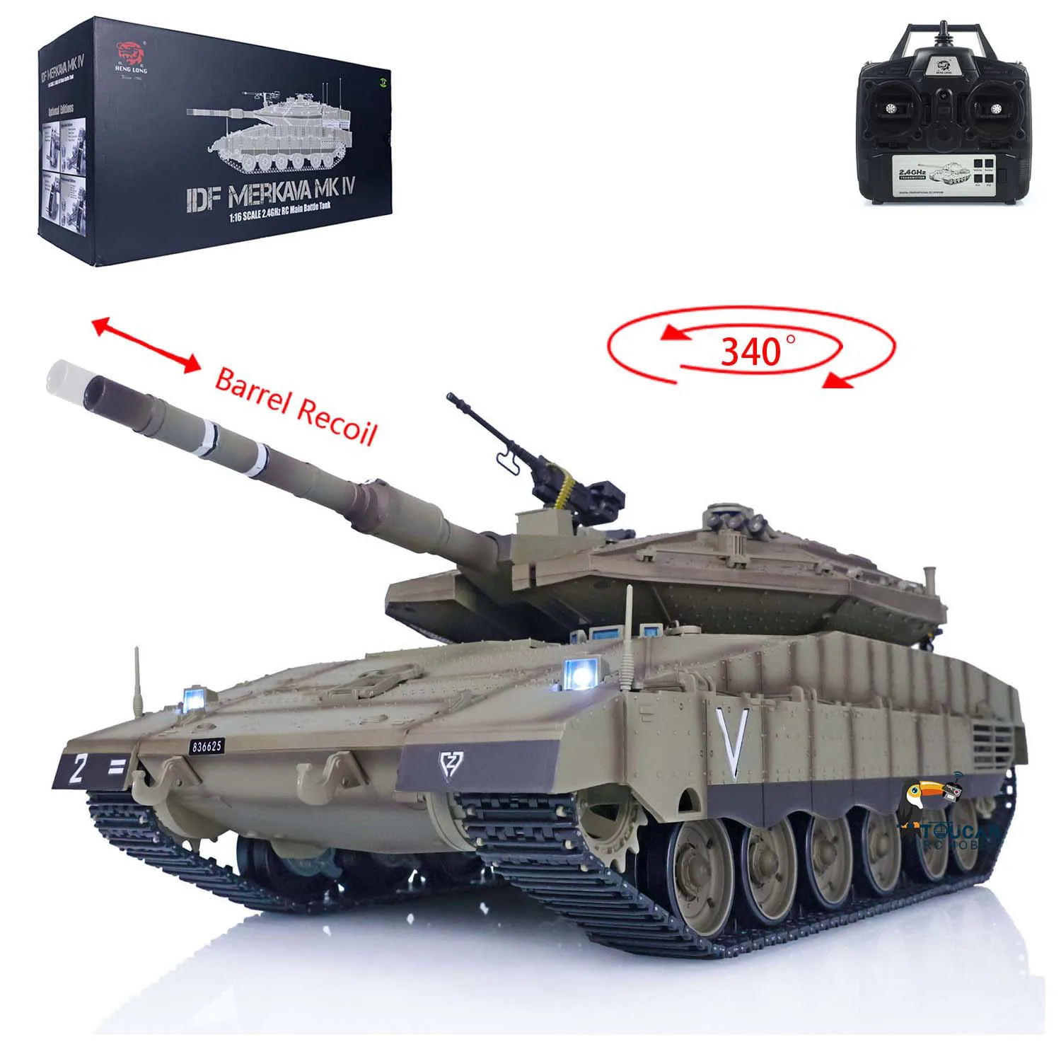 Heng Long RC 탱크 1/16, IDF Merkava 메인 배틀 밀리터리 3958 1 원격 제어 투칸 차량 모델, 소년 ...