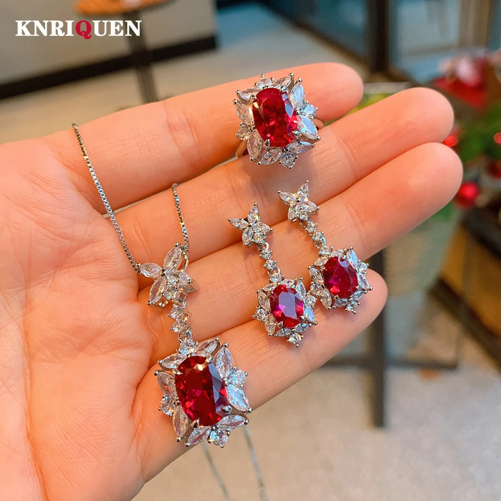 Ruby Gemstone Jewelry Set | Red Wedding Jewelry Set | Wedding ...
