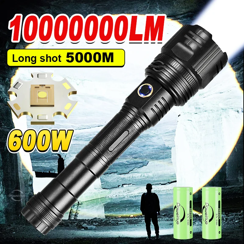 Super Bright Rechargeable Flashlight 60W High Power LED Flashlight ...