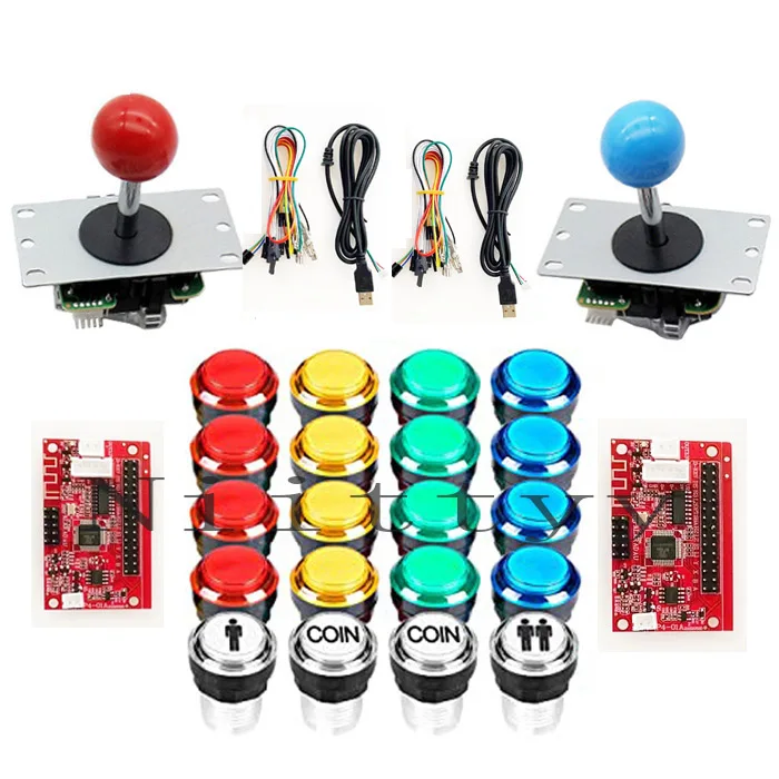 Kit de arcada 2 jogador zero atraso arcada usb codificador para pc rasberry pi led botão ...