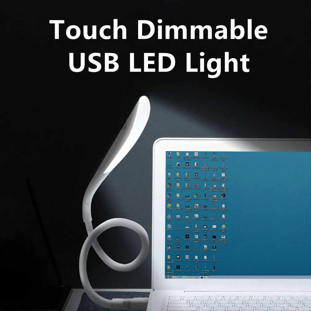 LED Book Light USB Reading Lamp Flexible LED Desk Light Touch Dimmable ...