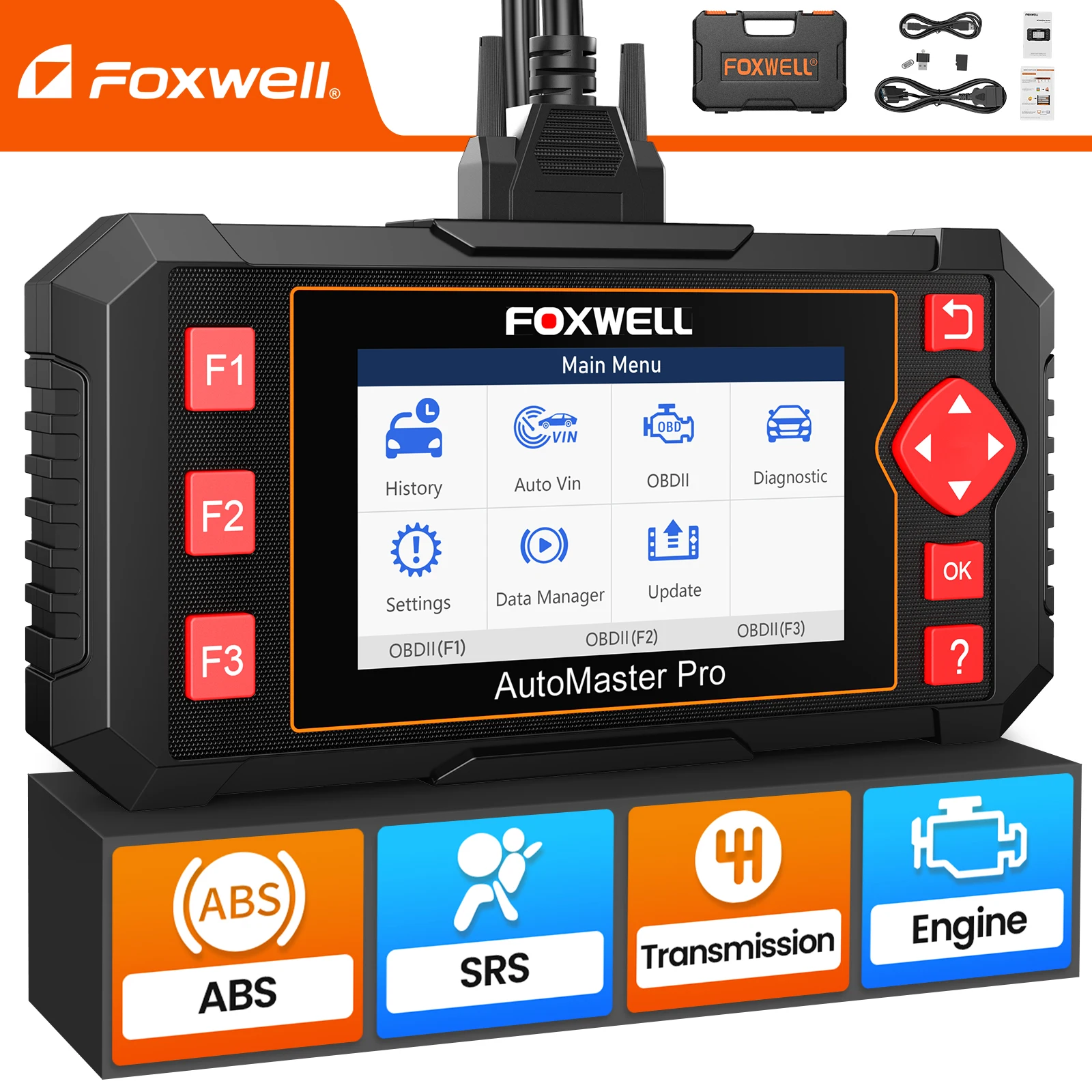 OBD2 Auto Scanner ABS SRS Engine Transmission Code Reader FOXWELL NT604 ...