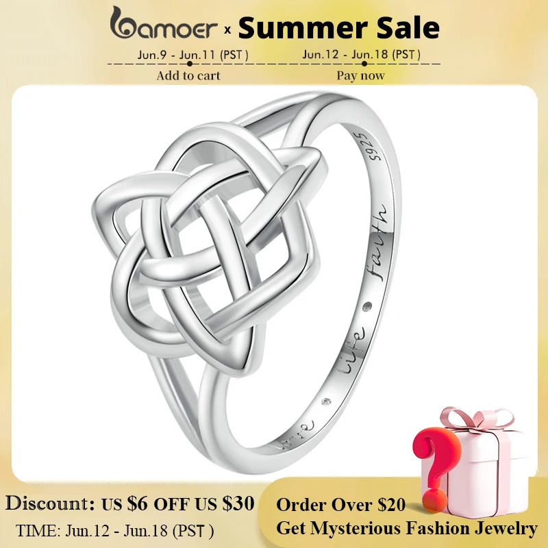 925 Sterling Silver Rings Women Bamoer | 925 Sterling Silver Celtic ...