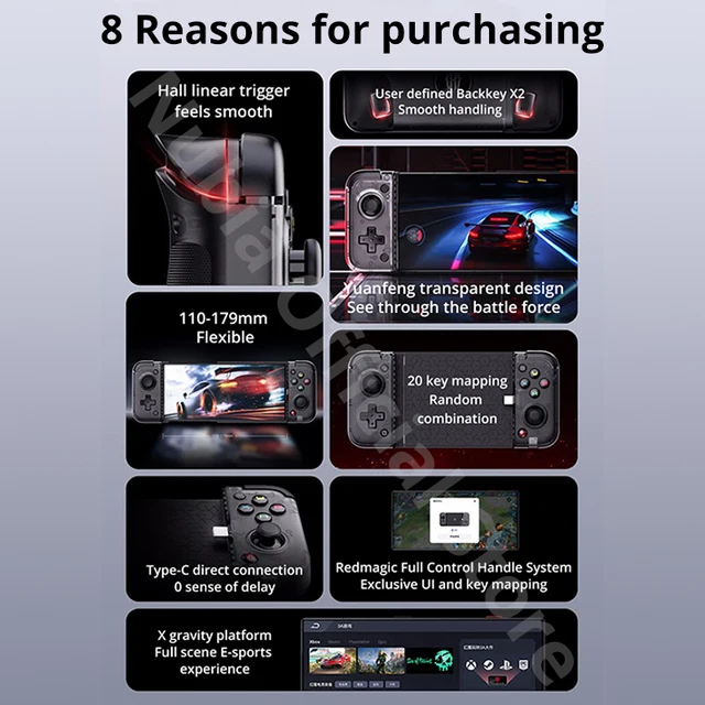 Redmagic shadow blade gamepad for Redmagic 8 Pro+ Textured soft rubber ...