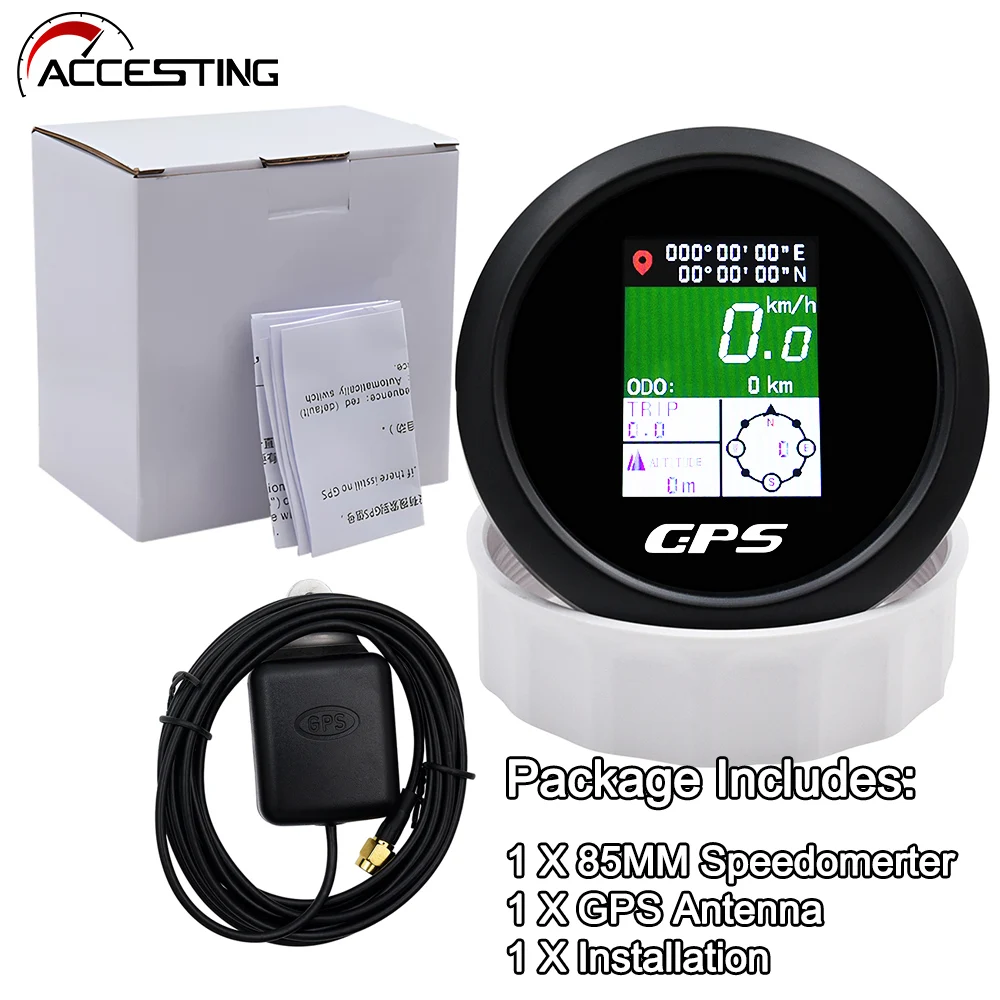 85MM-TFT-Screen-Digital-GPS-Speedometer-With-GPS-Antenna-MPH-Knot-Km-h ...