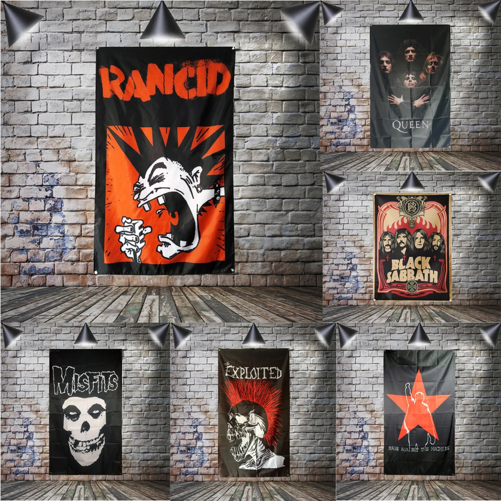 Music Rock Flag Punk Rock Hardcore Metal Banner Home Decoration Hanging ...