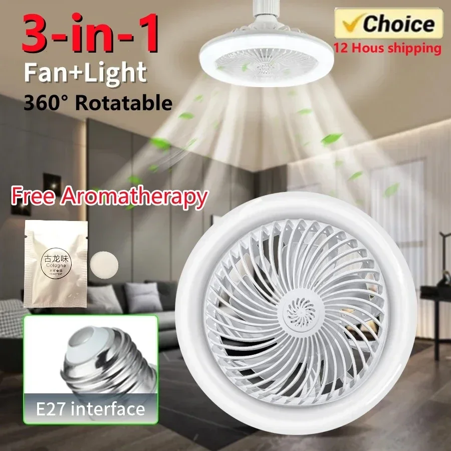 Rotatable 3in1 Ceiling Fan with Remote Control Lighting Lamp E27 ...
