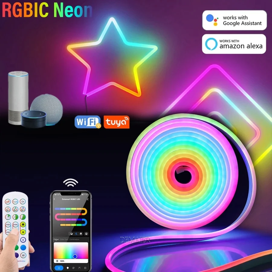 TUYA-Neon-Rope-Light-5M-16-4ft-Flexible-LED-Strip-Lights-work-with ...