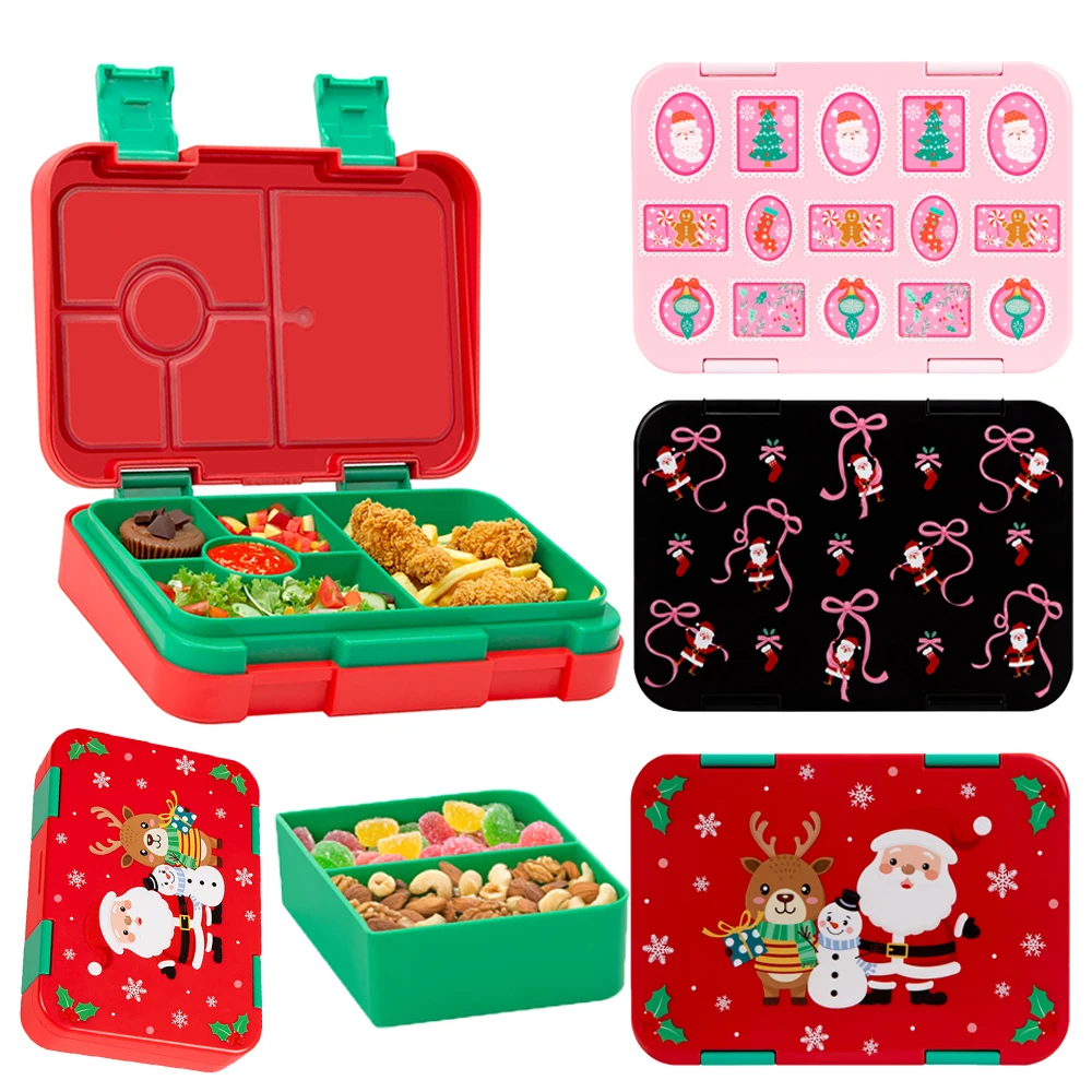 810ml Christmas Lunch Box With 5 Compartments Portable Large Cartoon ...
