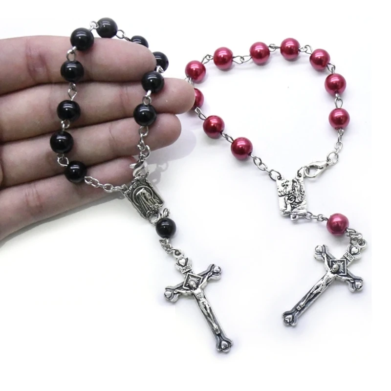 Pearl Finger Rosaries Baptism Rosary Favor Small Rosary with Cross ...
