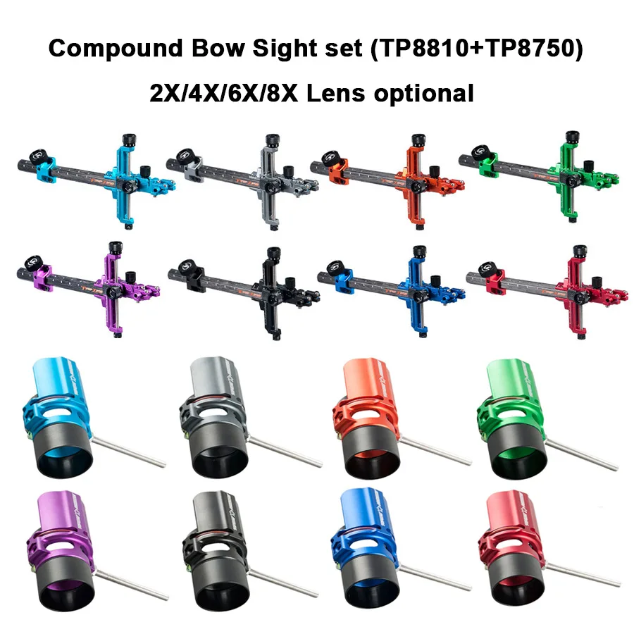 Compound Bow Sight Set 2X/4X/6X/8X Lens TP8810 Sight TP8750 Sight Scope ...