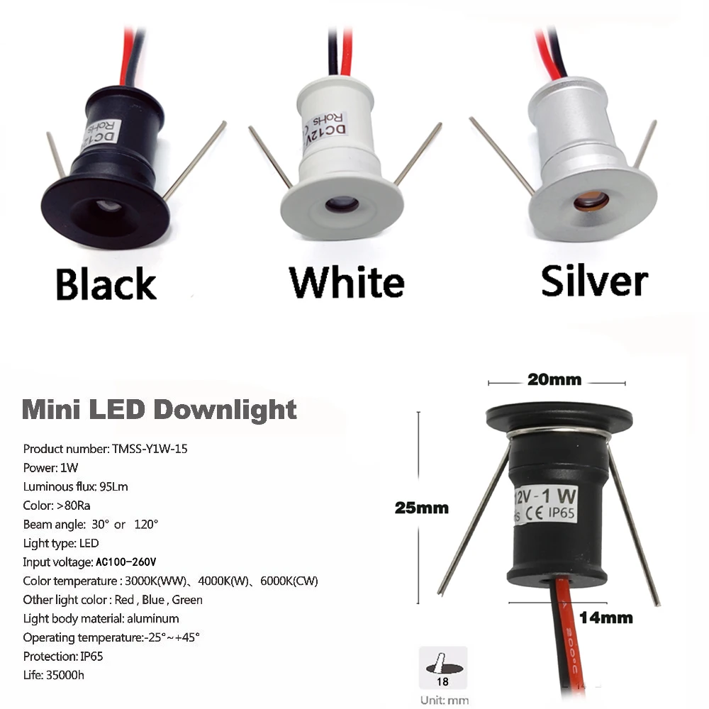 Downlight,Red-5 lamp dimmable Set-30D Silver shell--Mini Spot lumineux ...