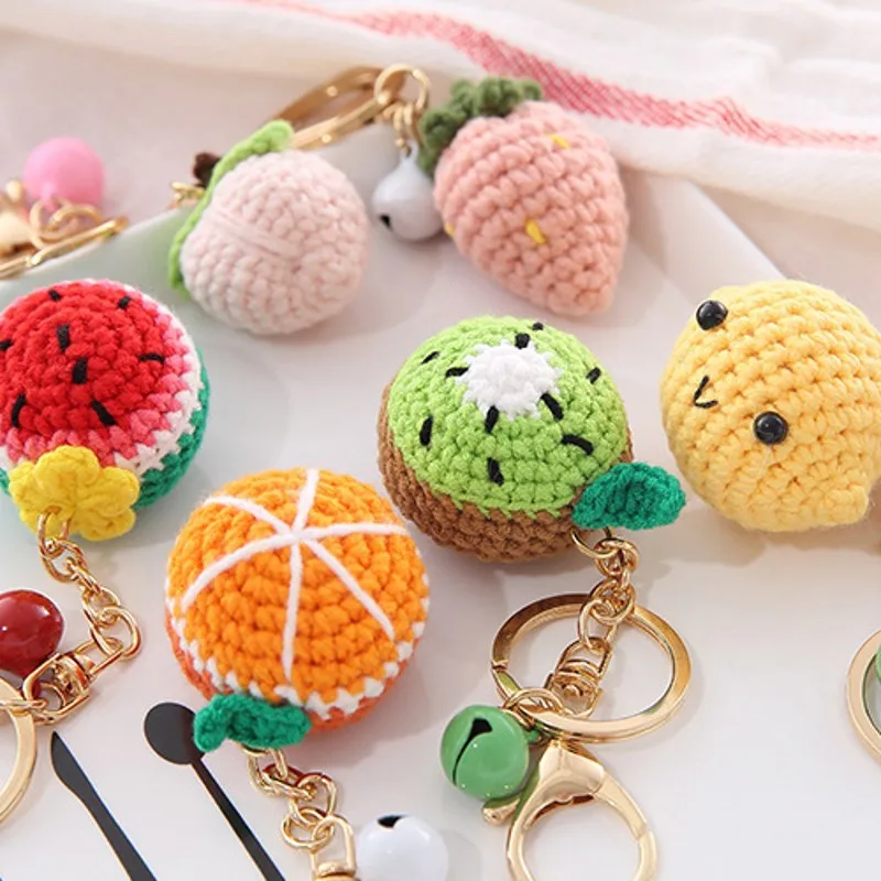 Crocheted Fruit Food Keychain Knitted Pendant Keyring For Women Men ...