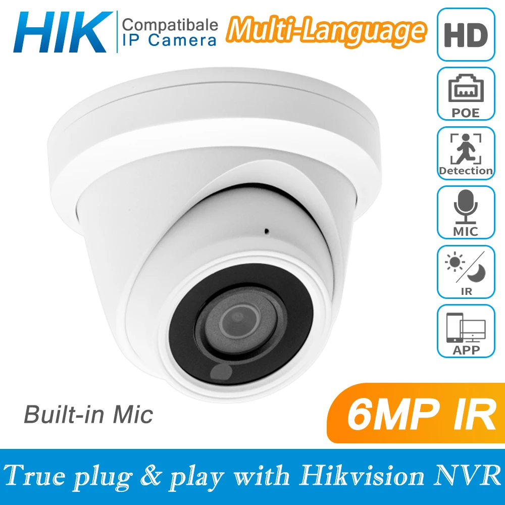 Hikvision-Compatible-6MP-POE-Mini-Camera-Built-in-Mic-CCTV-Human ...