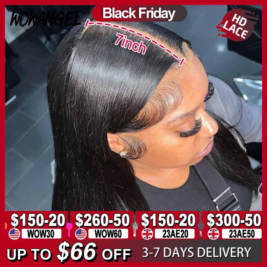 Wow Angel Glueless Wigs 7x7/6x6/5x5 HD Lace Closure Wigs Silk Straight ...