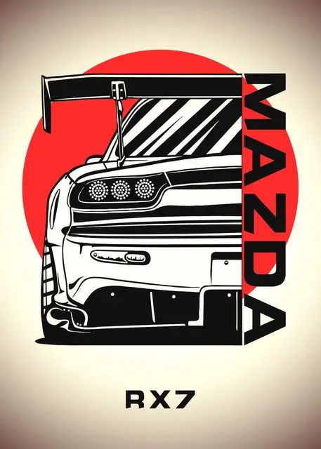 80s Retro Car Nissan Skyline R34 Poster Famous GTR Car Mazda RX7 JDM ...