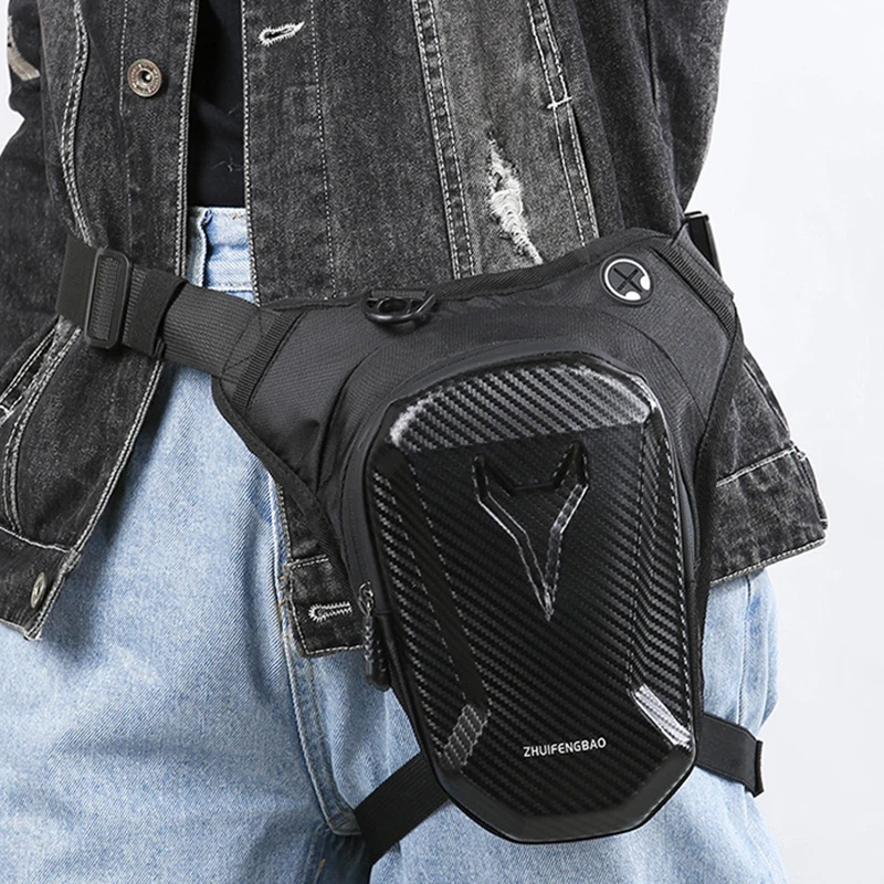 Men Motorcycle Riding Leg Side Bag EVA Hard Shell Outdoor Casual Waist ...