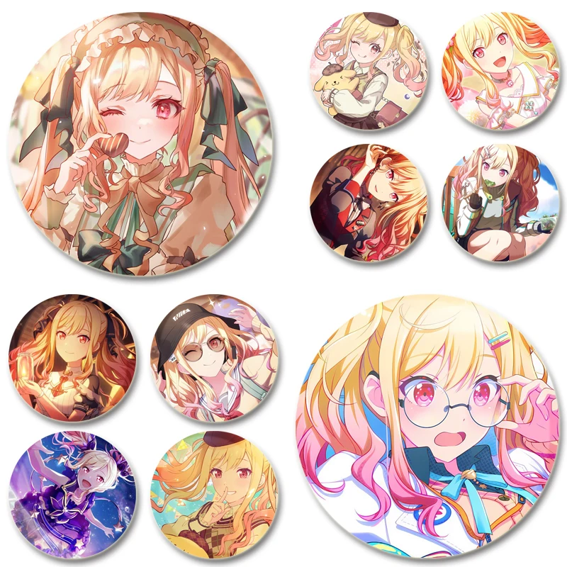 44/58mm Tenma Saki Cartoon Figure Badge Cosplay Singer Anime Brooches ...